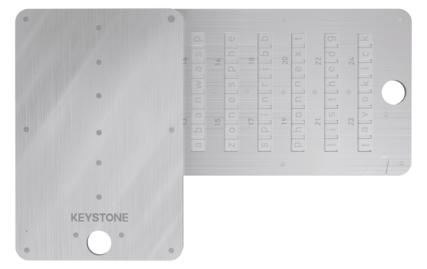 Securing crypto passwords in physical steel with the Keystone Tablet ...